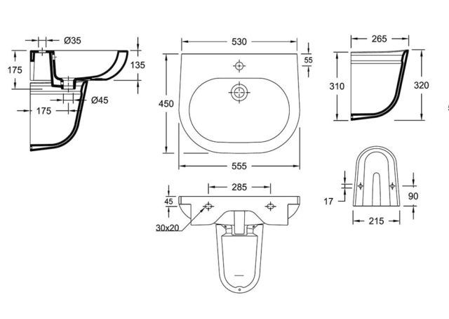 LAVABO MEDIO SERIE OPUS VALADARES - Ecobioebro